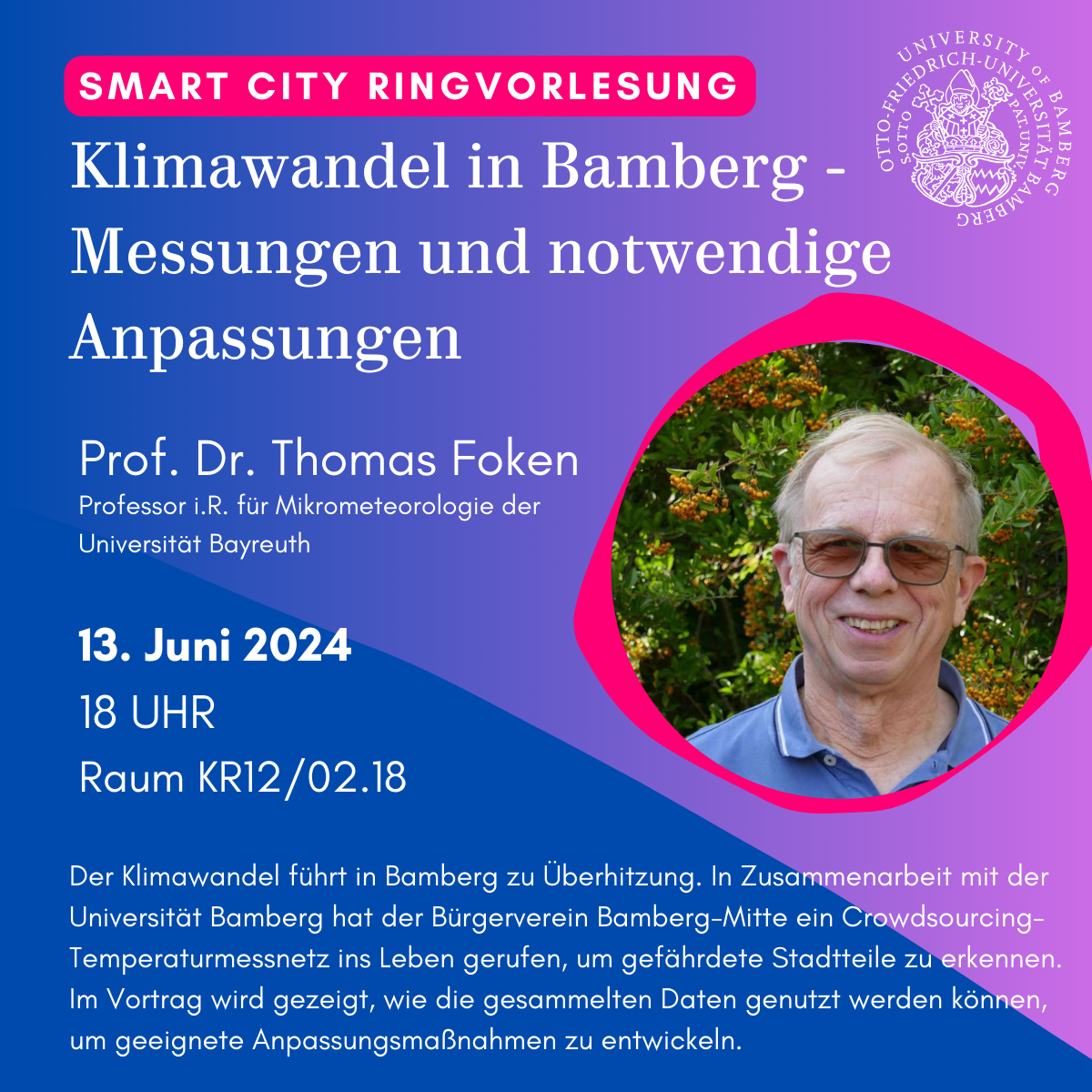 Gastvortrag Professor i.R. Thomas Foken: "Klimawandel in Bamberg ...